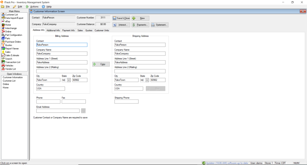 ITrack/Pro/Customer Screen - ISoft Wiki