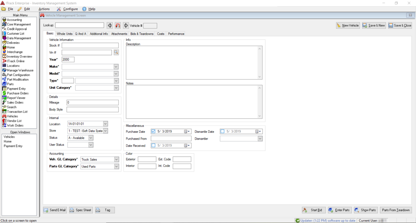 ITrack/Enterprise/Vehicle Management Screen - ISoft Wiki